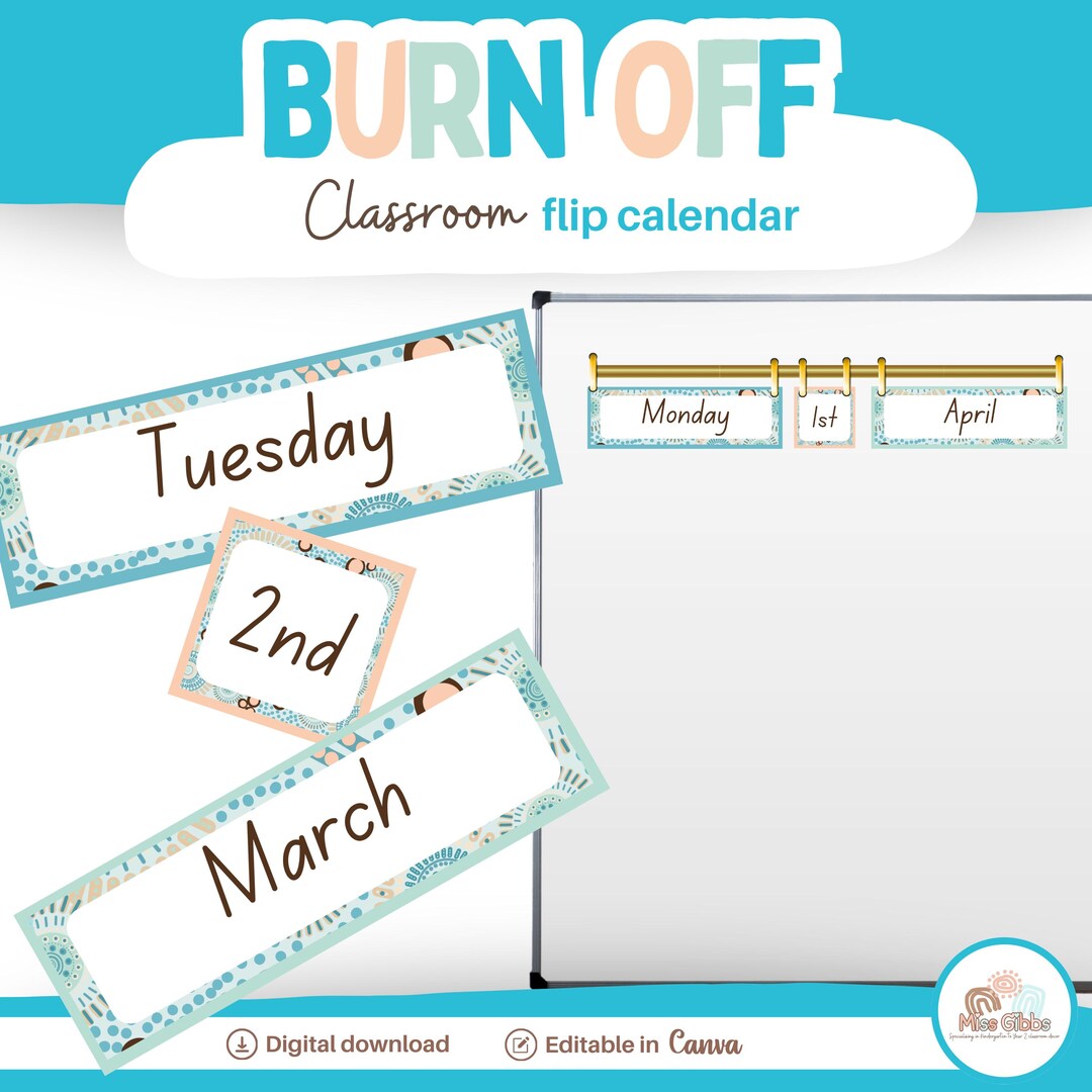 Classroom Flip Calendar | Modern Classroom Decor | Aboriginal ...