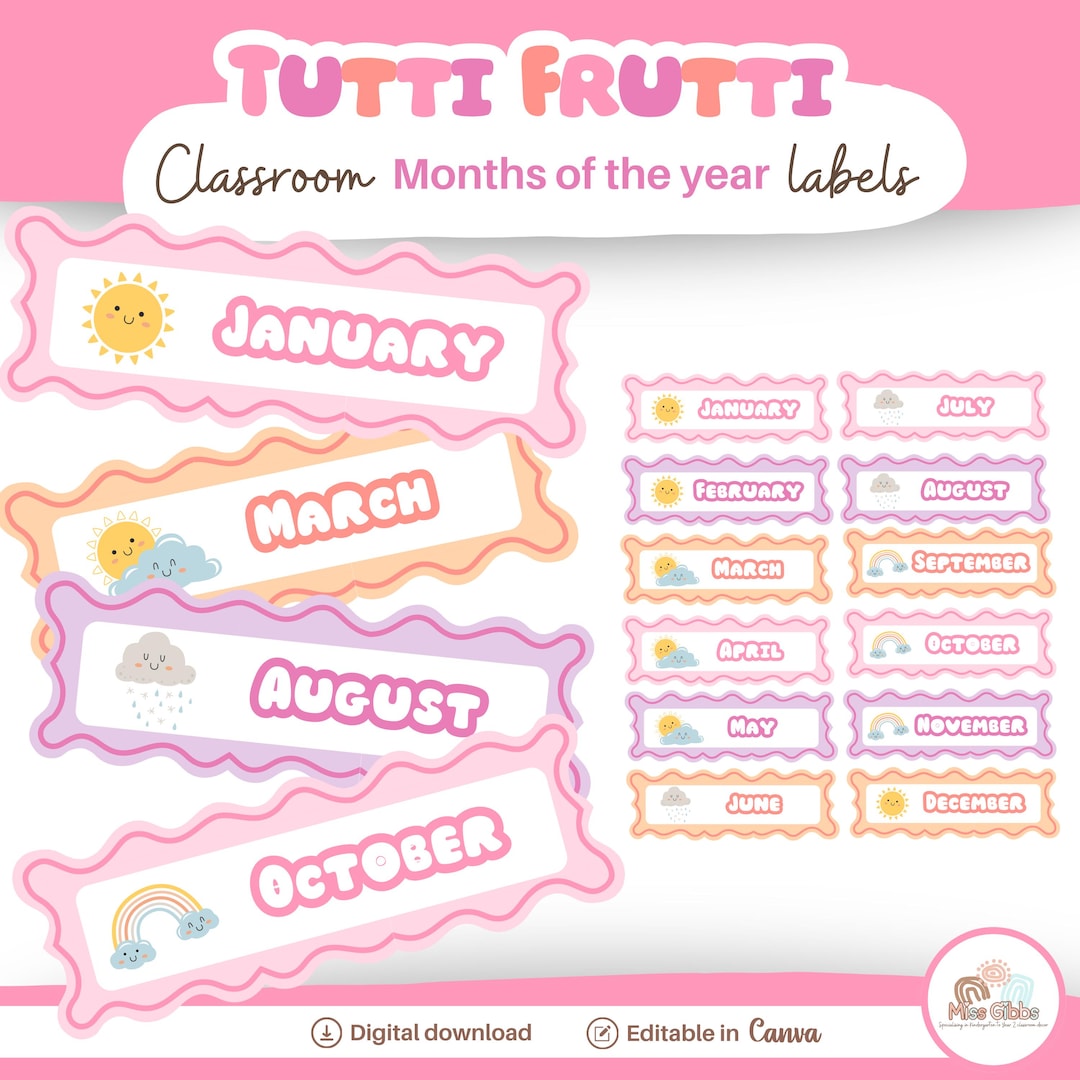 Months of the Year Classroom Labels and Homeschooler Curriculum ...
