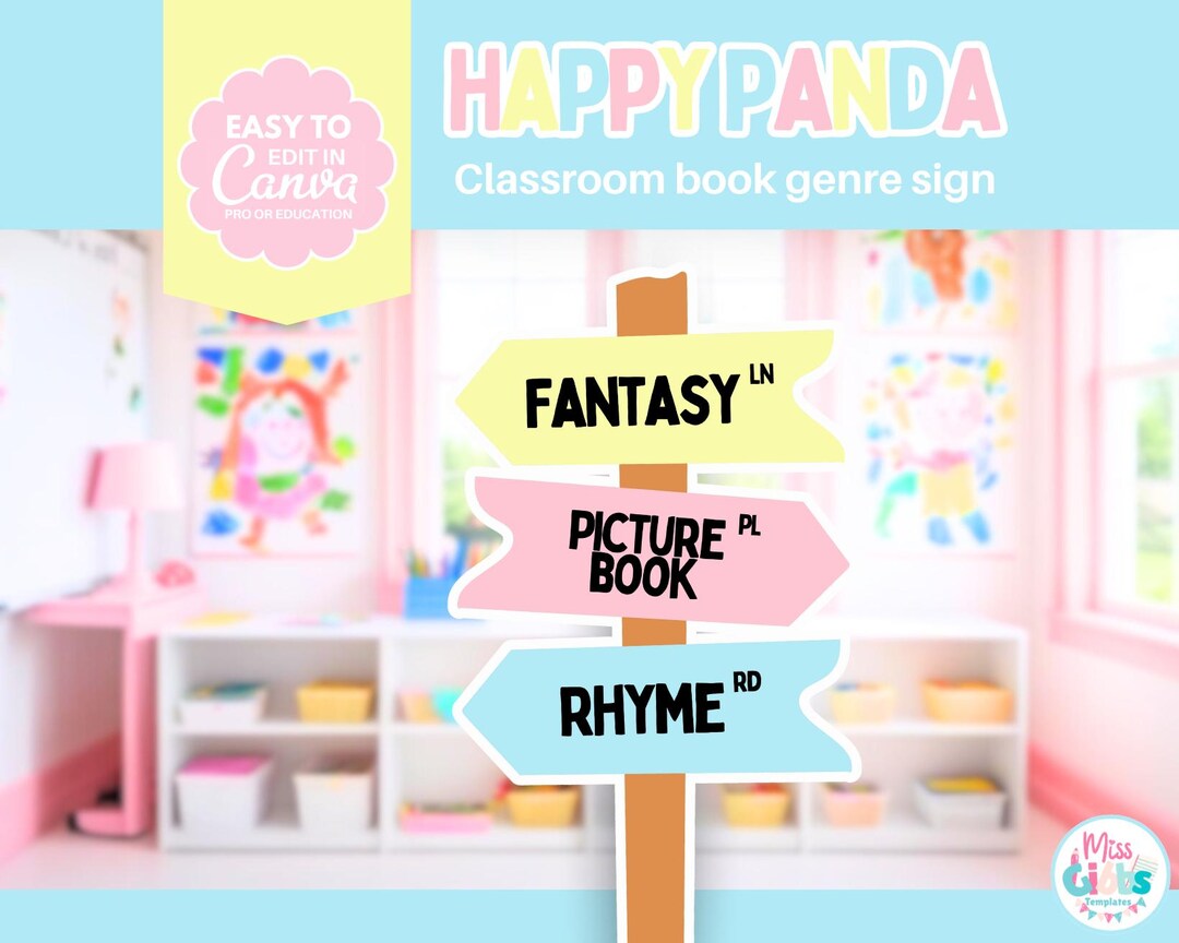 Pastel Classroom Library Book Genre Signs Reading Corner & Book Bin ...