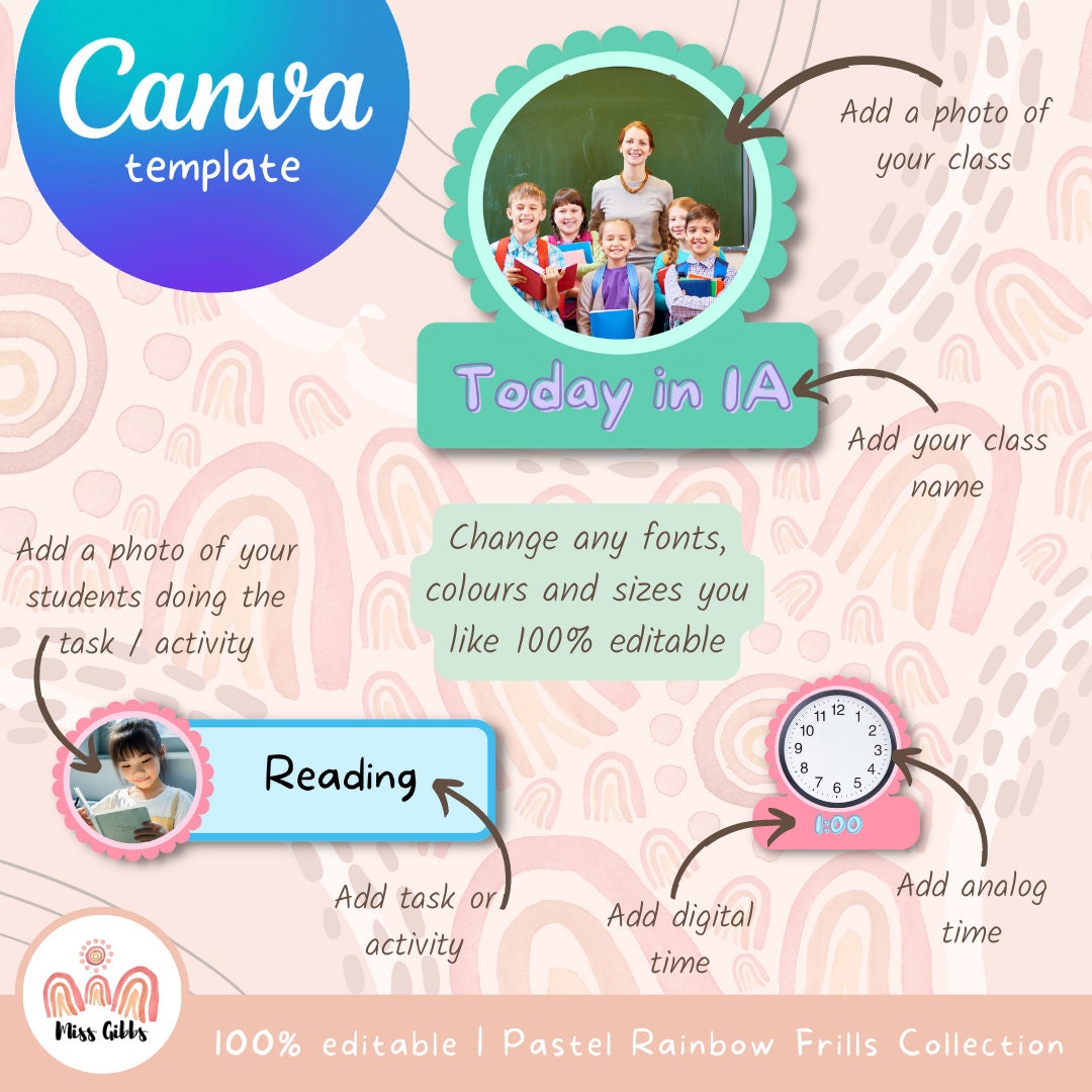 Visual Classroom Timetable | Customisable Canva Template - Etsy