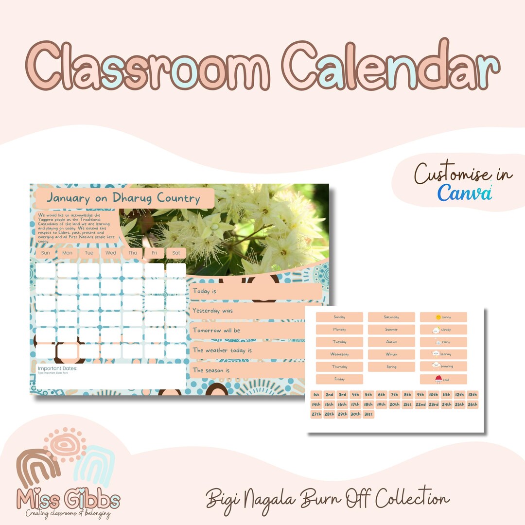 A3 Classroom Calendar | Burn off Collection | Canva Template ...