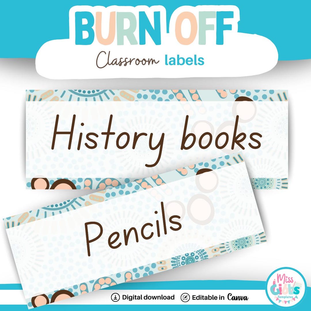 Classroom Labels Featuring | Burn off Collection | Canva Template ...