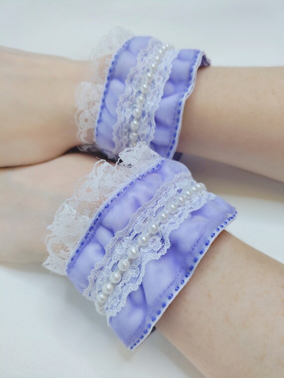 Lavender Lace Wrist Cuffs Kawaii Lolita - Etsy