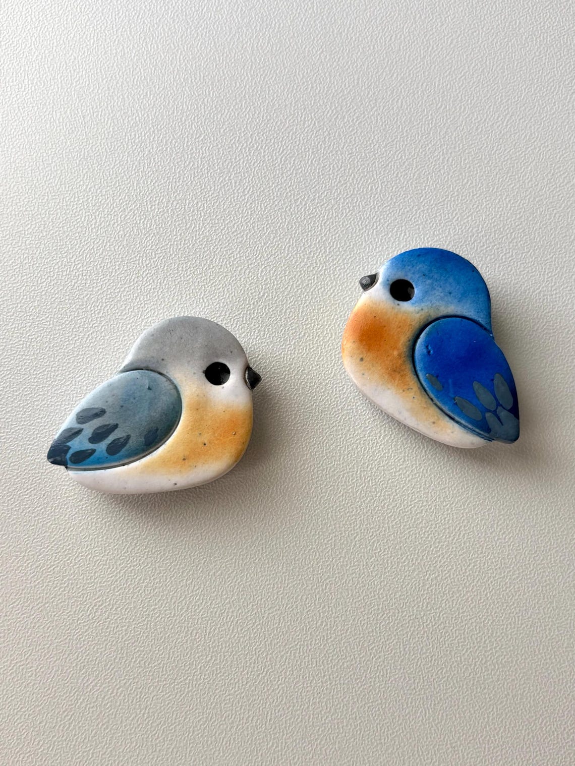 Eastern Bluebird Couple, Decorative Magnet Mirrored Pair, Polymer Clay ...
