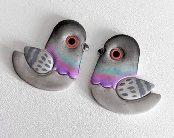 Eastern Bluebird Couple, Decorative Magnet Mirrored Pair, Polymer Clay ...