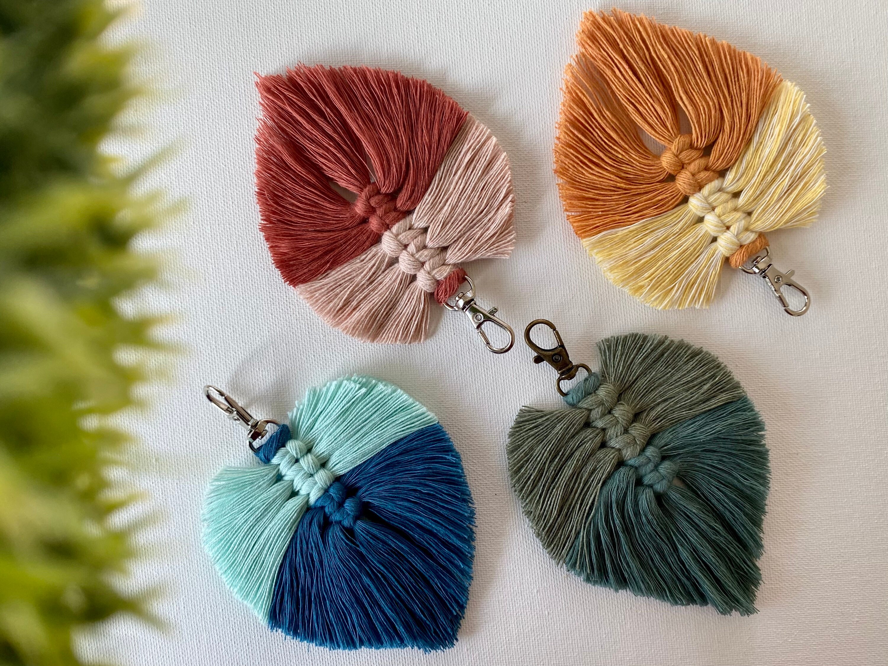 Duo Colored Mini Macramé Feather Key Chain Accessory - Etsy
