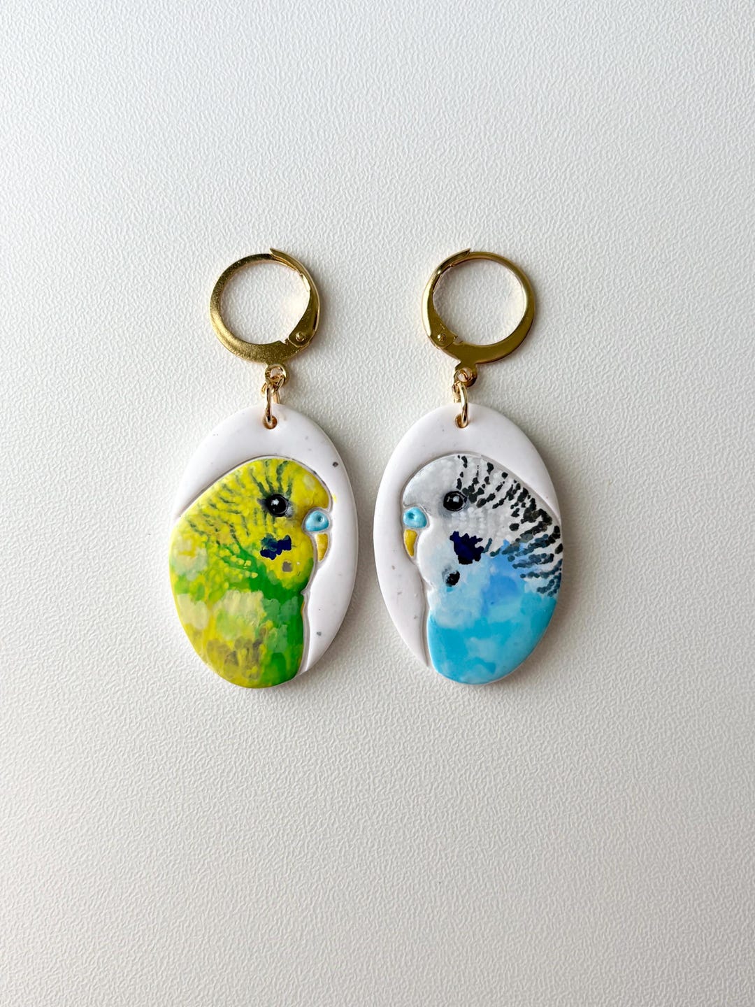 Custom Hand Painted Parakeet, Budgie Portrait Earrings, Stainless Steel ...