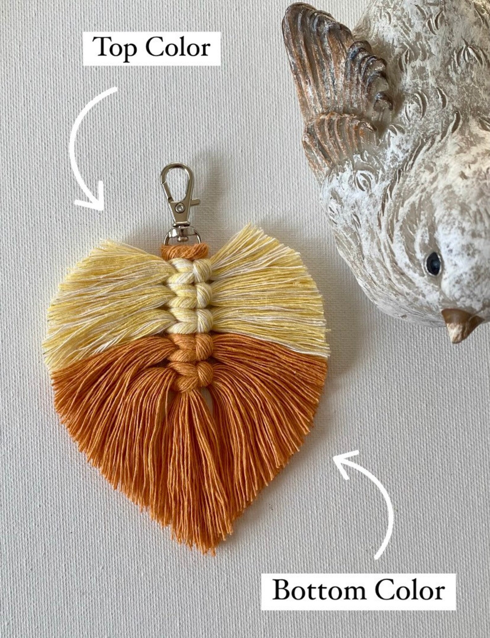 Duo Colored Mini Macramé Feather Key Chain Accessory - Etsy