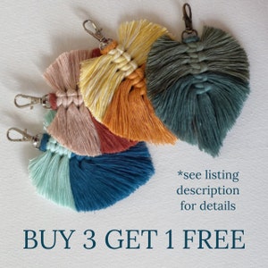 Duo Colored Mini Macramé Feather Key Chain Accessory - Etsy