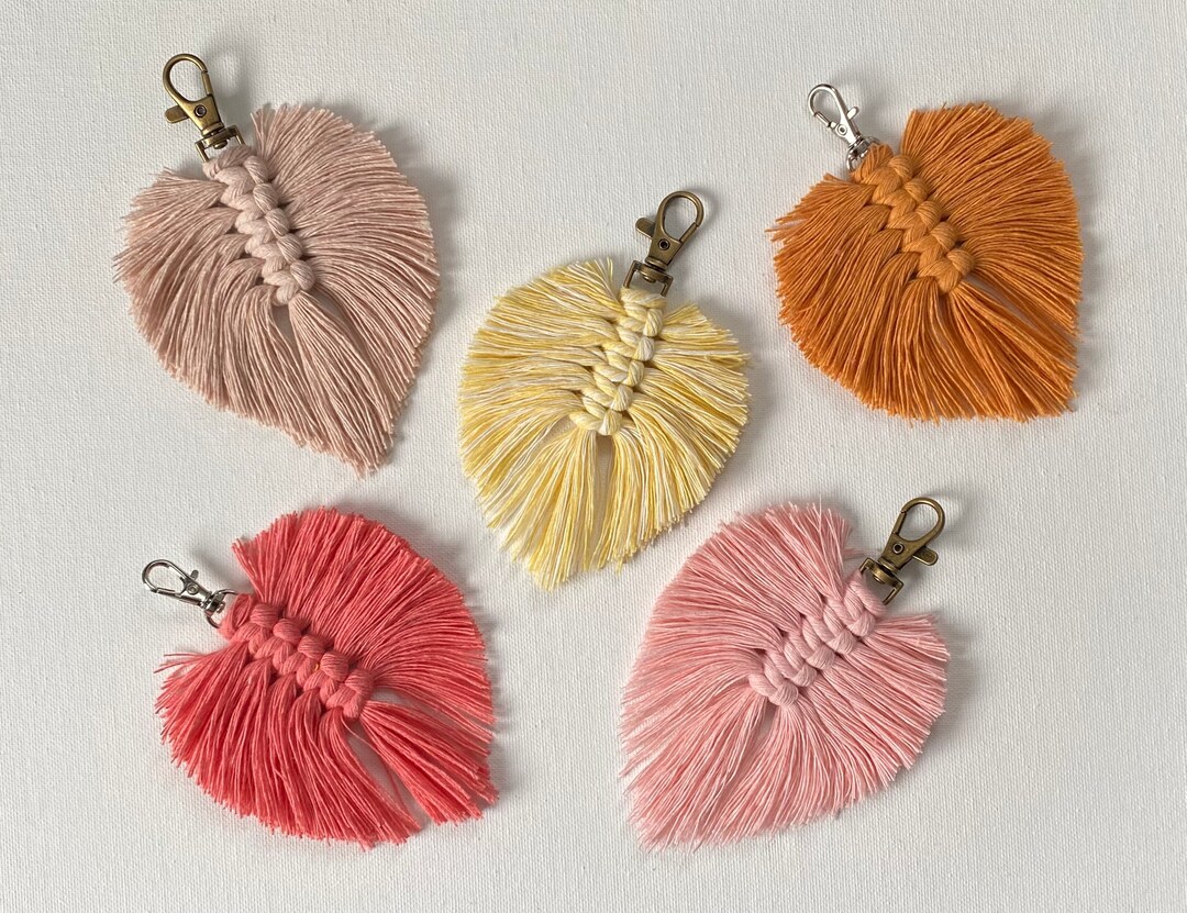 Mini Macramé Feather Key Chain Accessory - Etsy