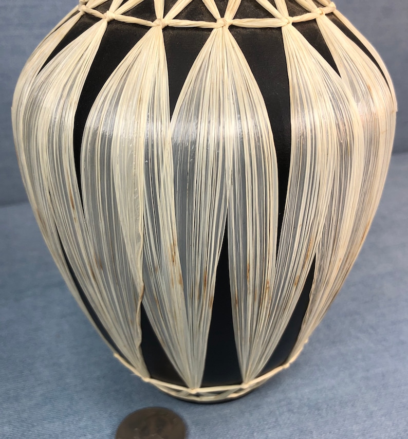Matte Black Gmunder Keramik Vase Handmade Raffia-wrapped Mid | Etsy