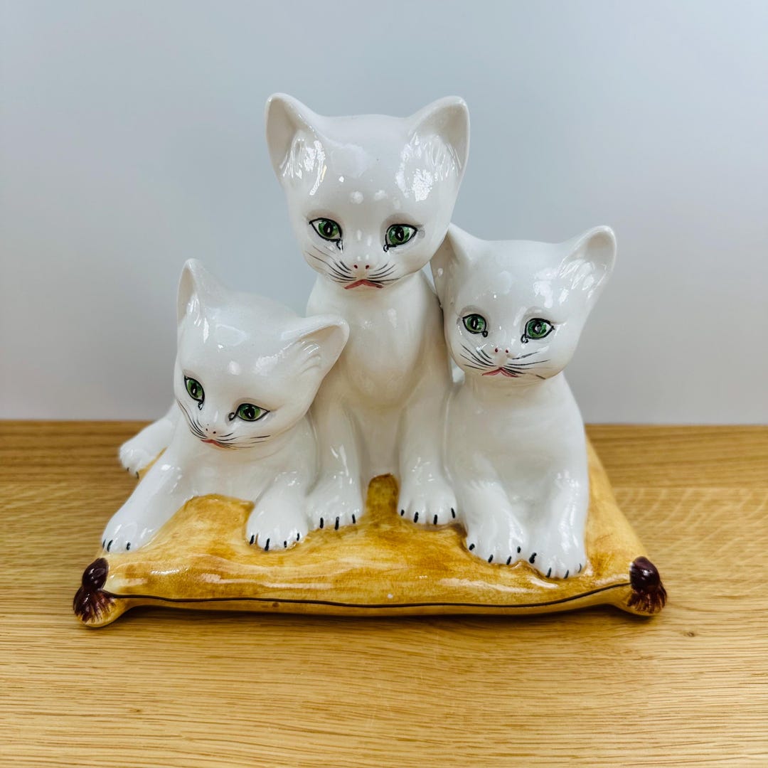 Vintage Italian Ceramic Cats Figurine: Hand-painted Mid-century Decor ...
