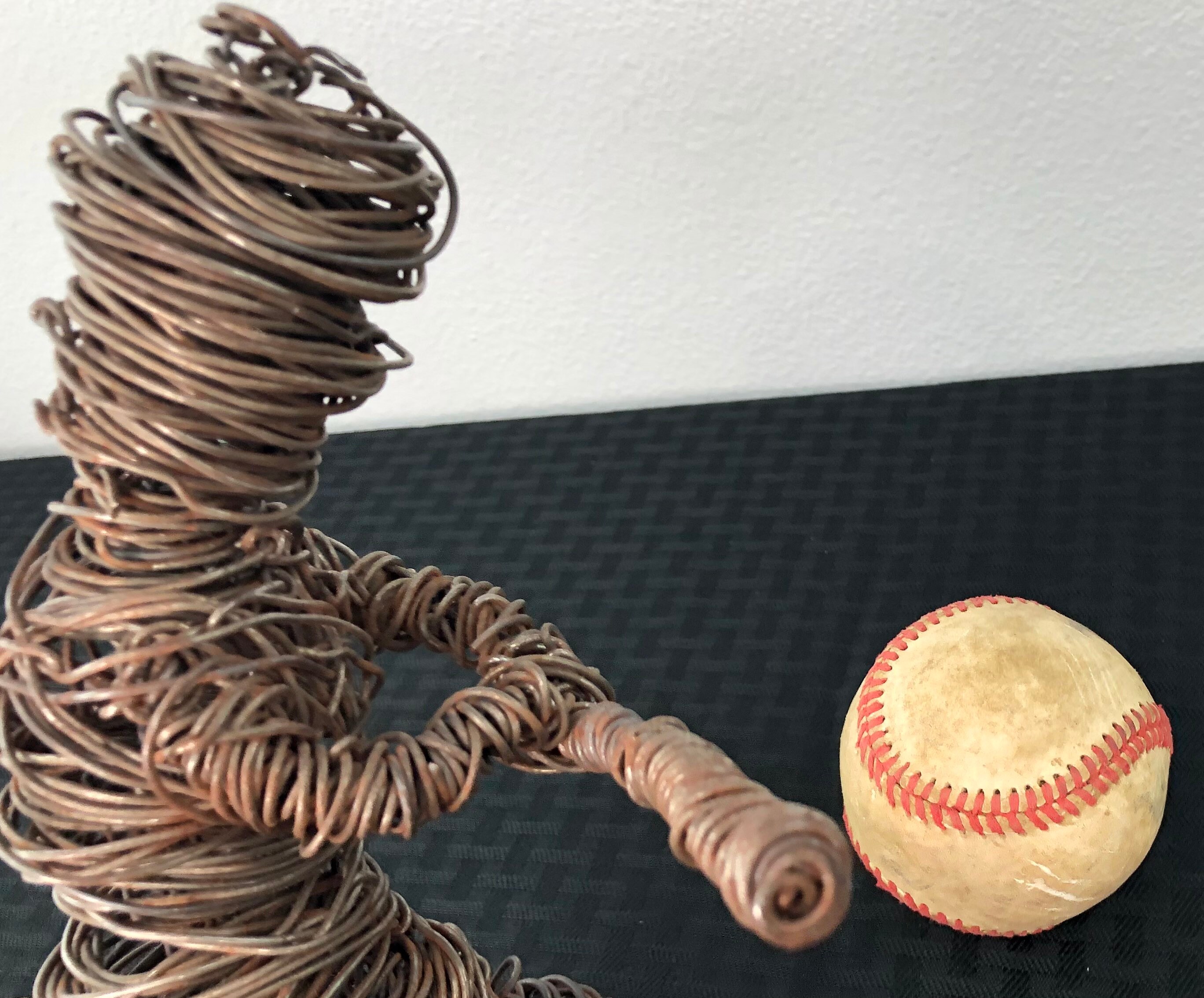 Bent Wire Baseball Player Sculpture Batter Swinging the Bat - Etsy