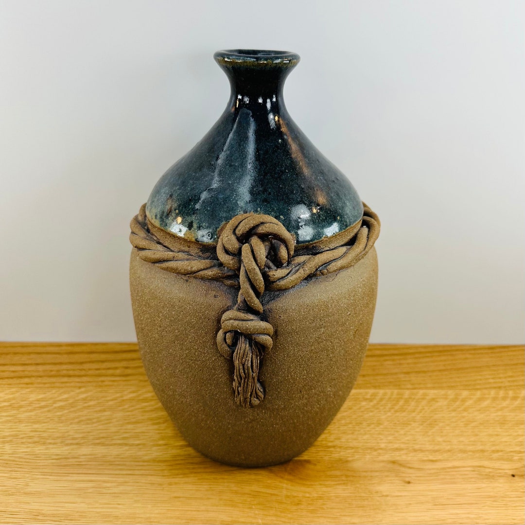 Dave Ramsey Pottery Stoneware Vase W/ Rope Twist Heavy/over 5lbs ...