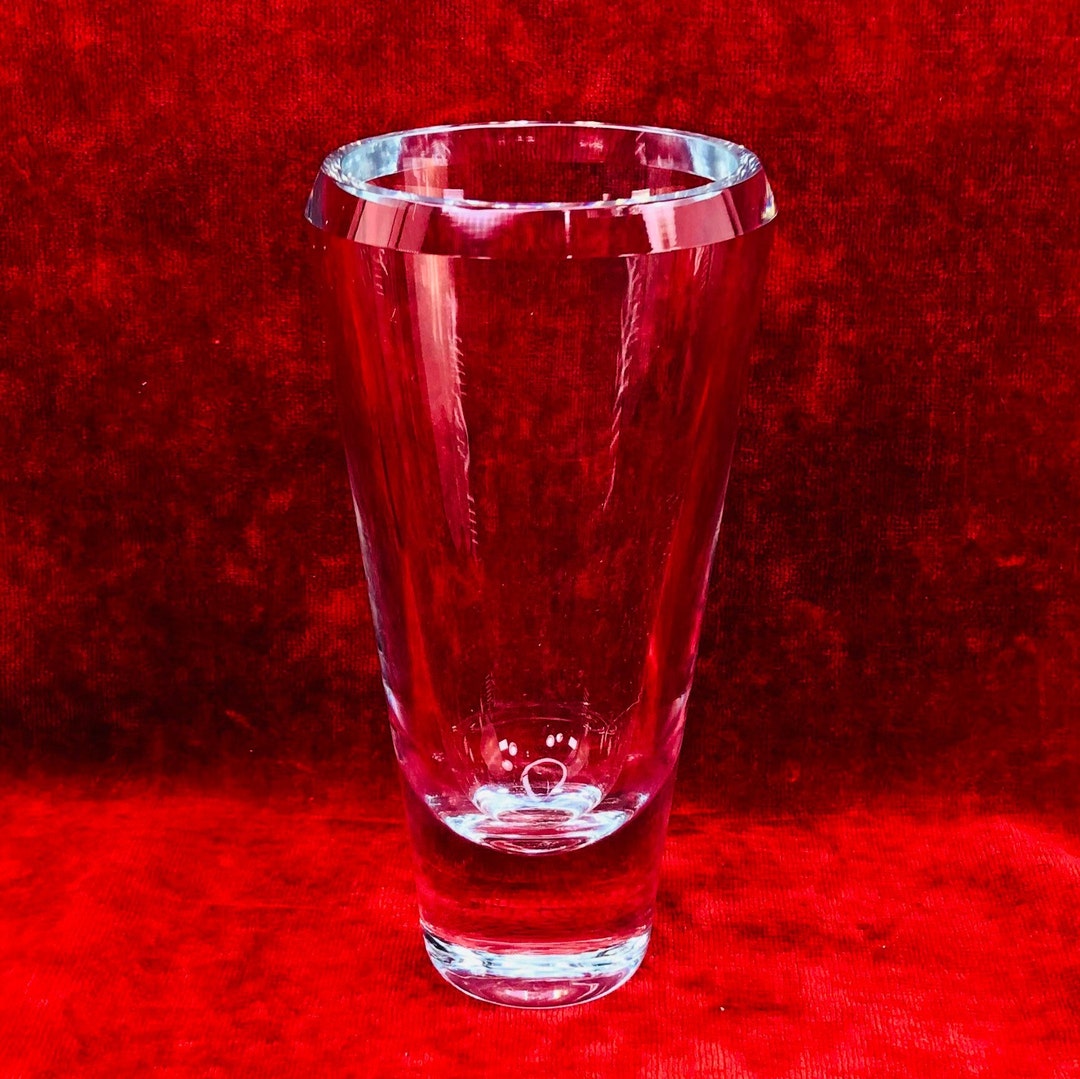 Vintage Beveled Rim Glass Vase Contemporary Scandinavian Design ...