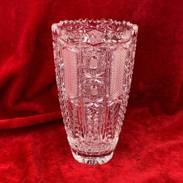 American Brilliant Cut Crystal Vase - Etsy