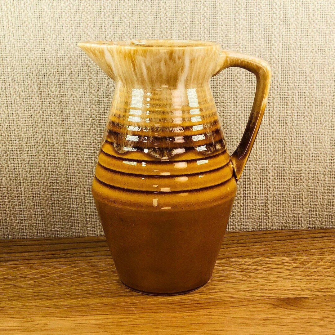Vintage Drip Glazed Stepped Pitcher Straight Handle Water Pitcher ...
