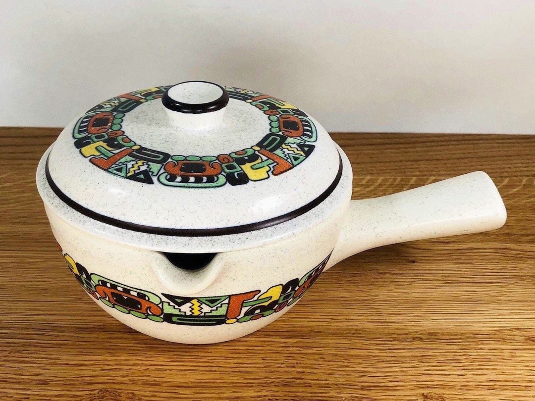 1970’s Flame Chef Lidded Pan - Stoneware - Retro Cookware - Aztec ...