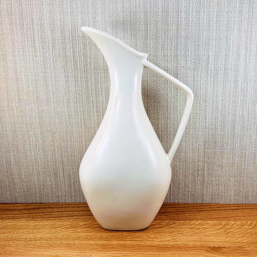 1950’s Hull Pottery Pitcher - White Ceramic - Hull USA 56 - Mid Century ...