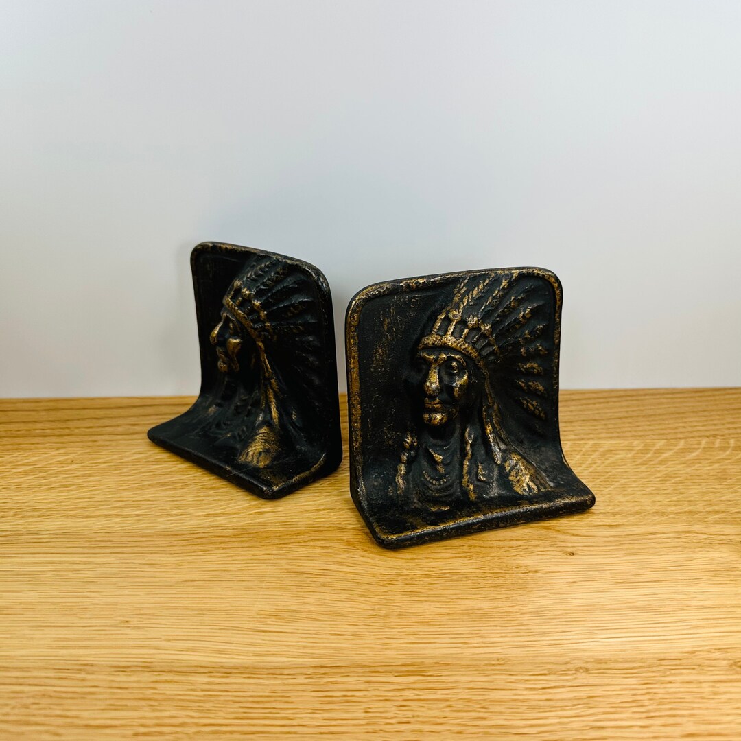 Native American Chief Bookends: Vintage Cast Metal Library or Home ...