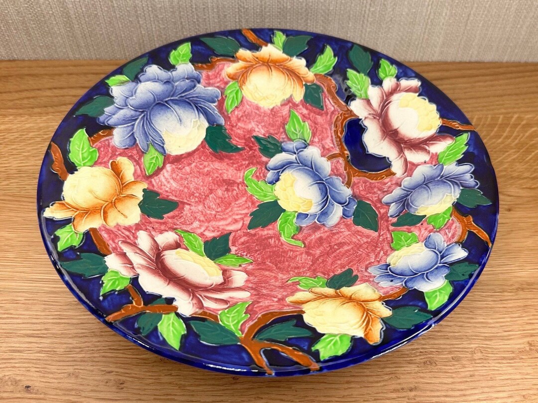 1930s Maling Ware Pottery Centerpiece Bowl Peony on Cobalt - Etsy