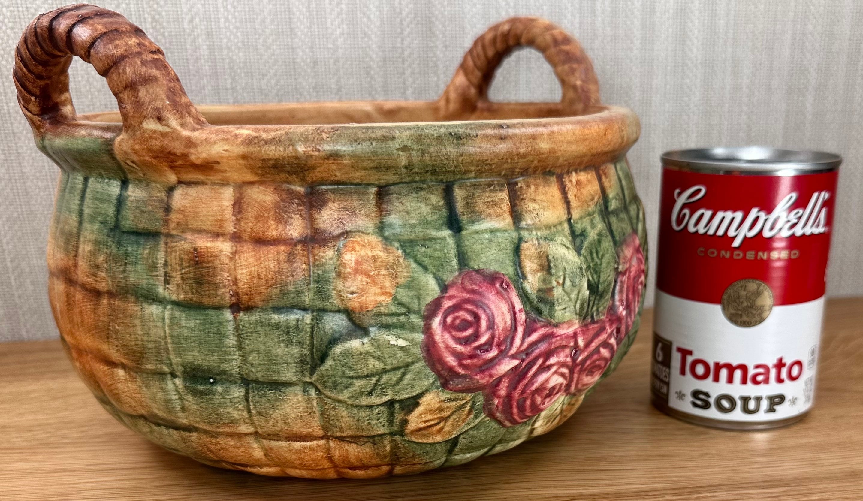 Bowl / Planter Weller Pottery Flemish Rose Handled Basket - Etsy