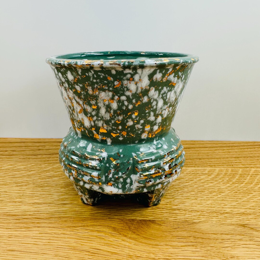 Speckled Gold MCM Planter: Vintage Mid-century Modern Made in USA 1950s ...