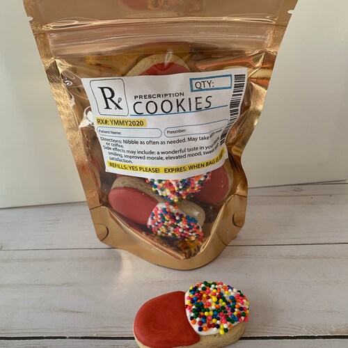 CUSTOMIZABLE Cookie Prescription Label RX Chill Pills Cookie - Etsy