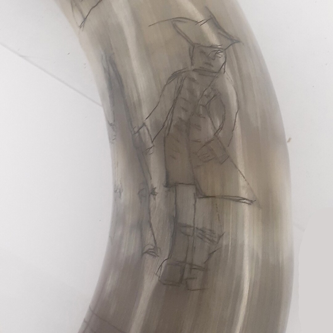 Large Hand Engraved Powder Horn Colonial Designs Scrimshawed - Etsy