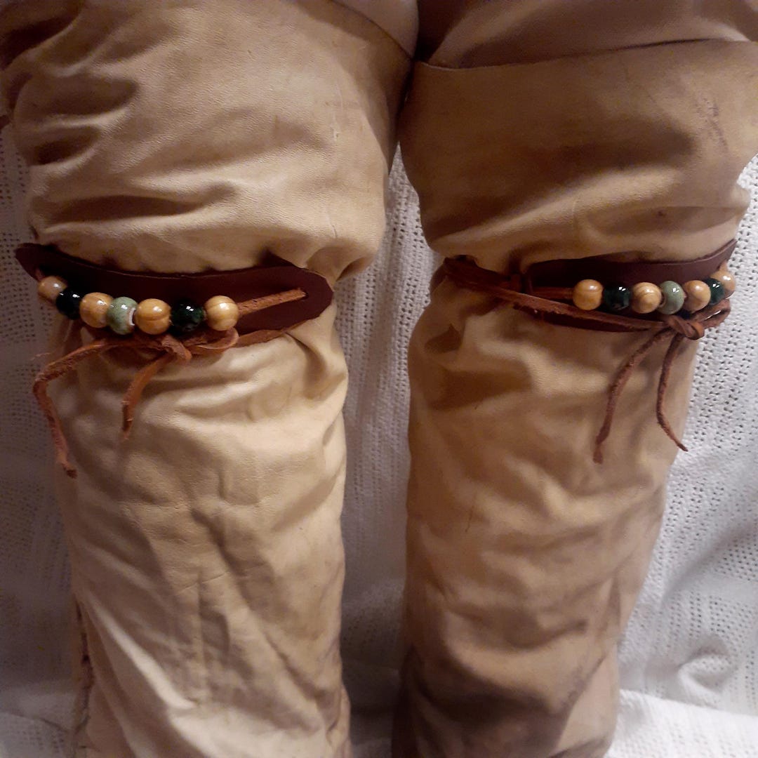 Leather Garters for Leggings Mountain Man Longhunter Beaded - Etsy