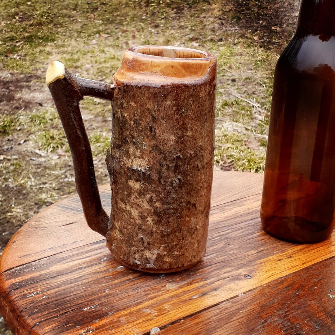 Bark on Wooden Tankard Maple - Etsy