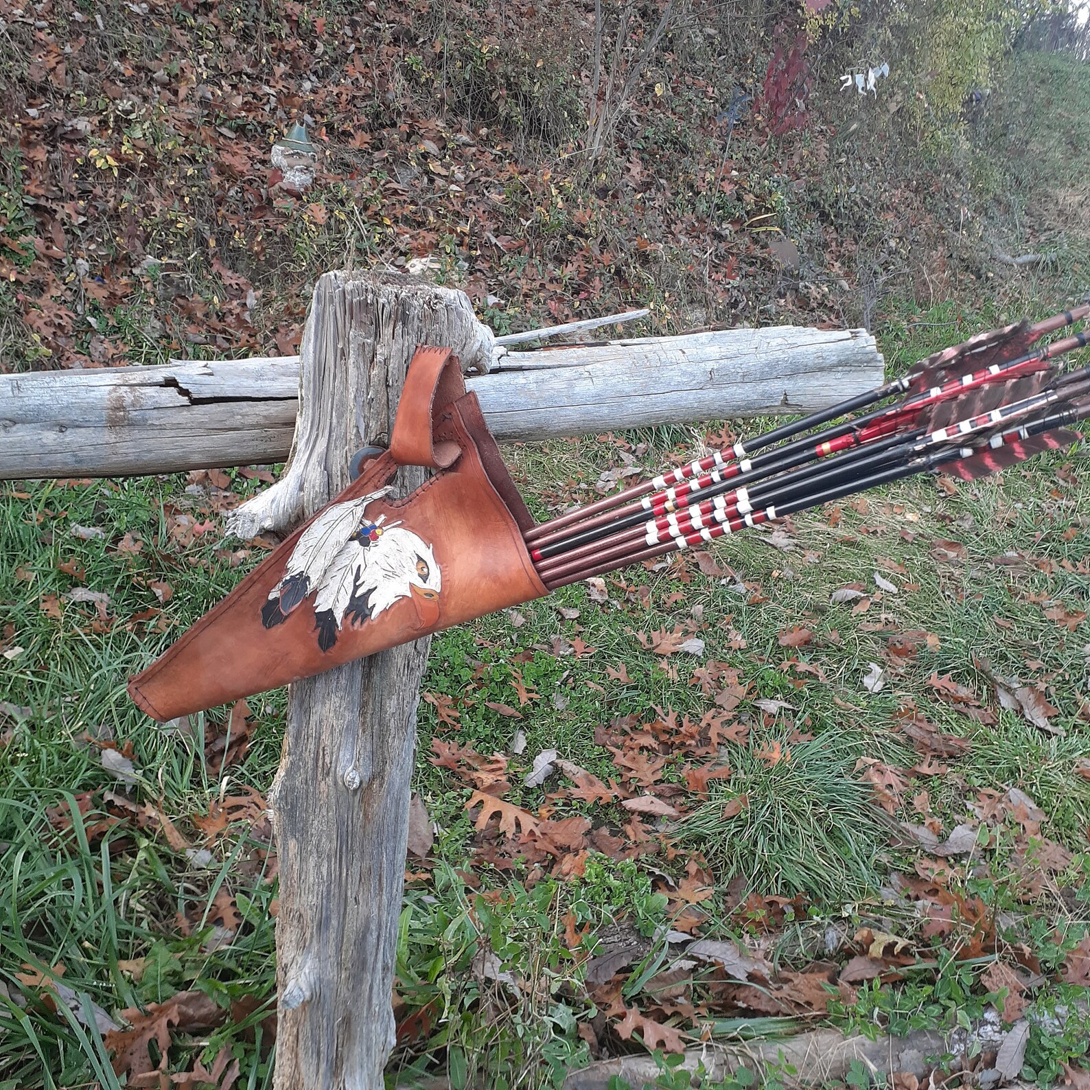 Leather Archery Quiver Tooled Eagle Head Matching Arm Guard - Etsy