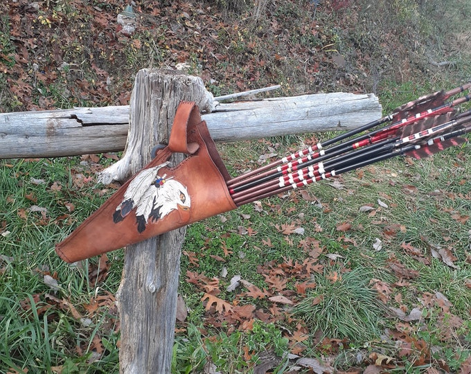 Leather Archery Quiver Tooled Eagle Head Matching Arm Guard - Etsy