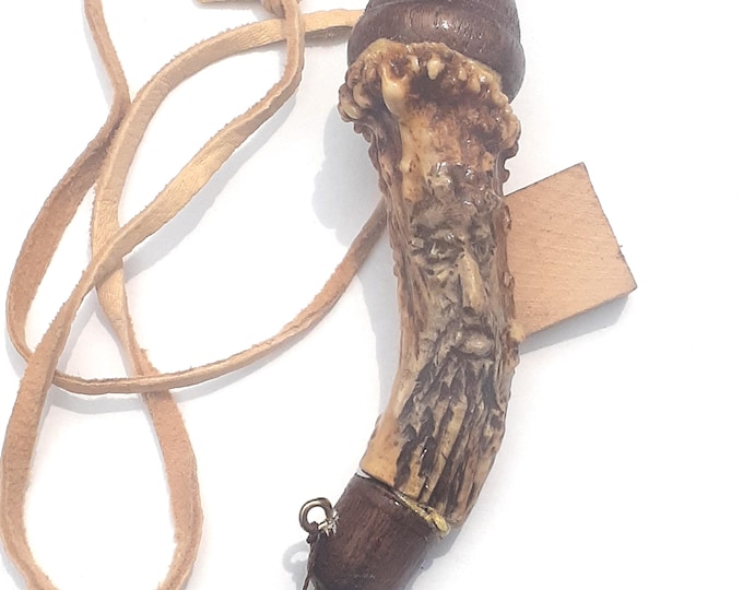 Priming Flask Black Powder Carved Deer Antler Longhunter Mountain Man ...