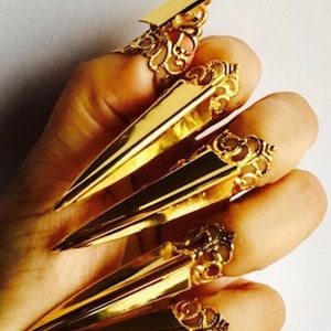 5 Pcs. Arrow Claw Rings,golden Claw Rings,gold Nail Guards, Metal Nails ...