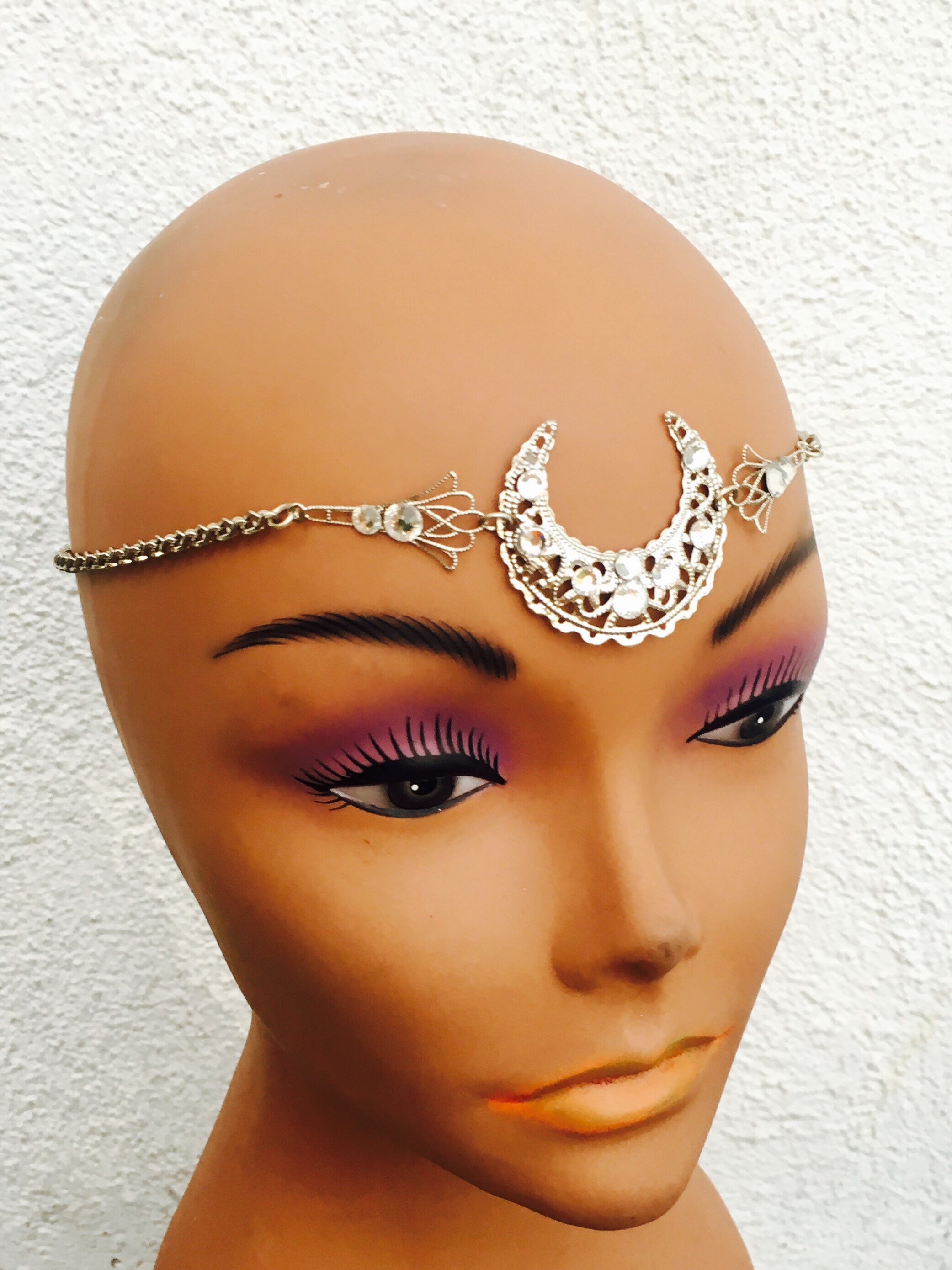 Silver Moon Circletmoon Hair Chainmoon Head Piecemoon Etsy