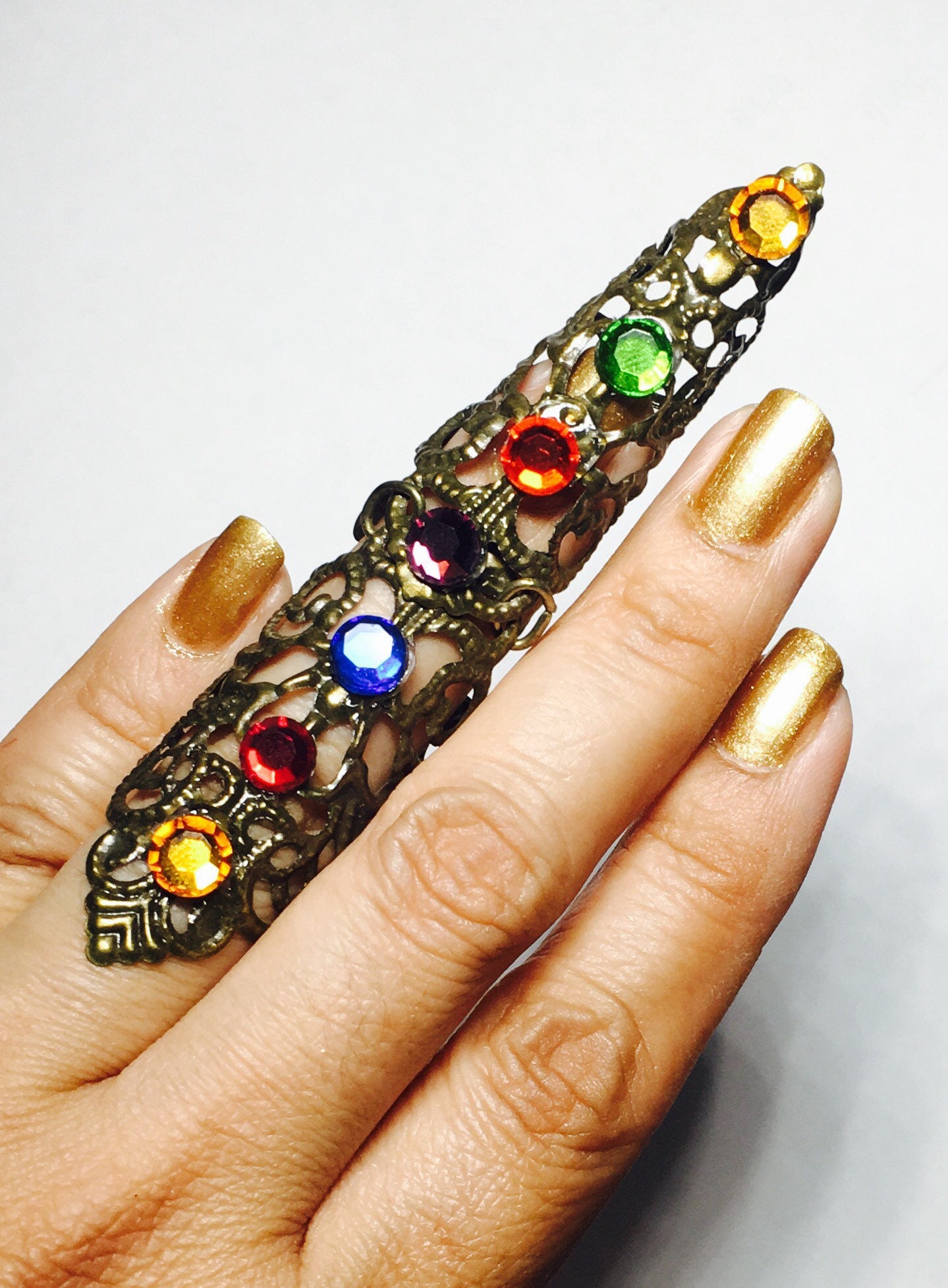 Crystal armor ringShield ringFull finger ringfull finger | Etsy