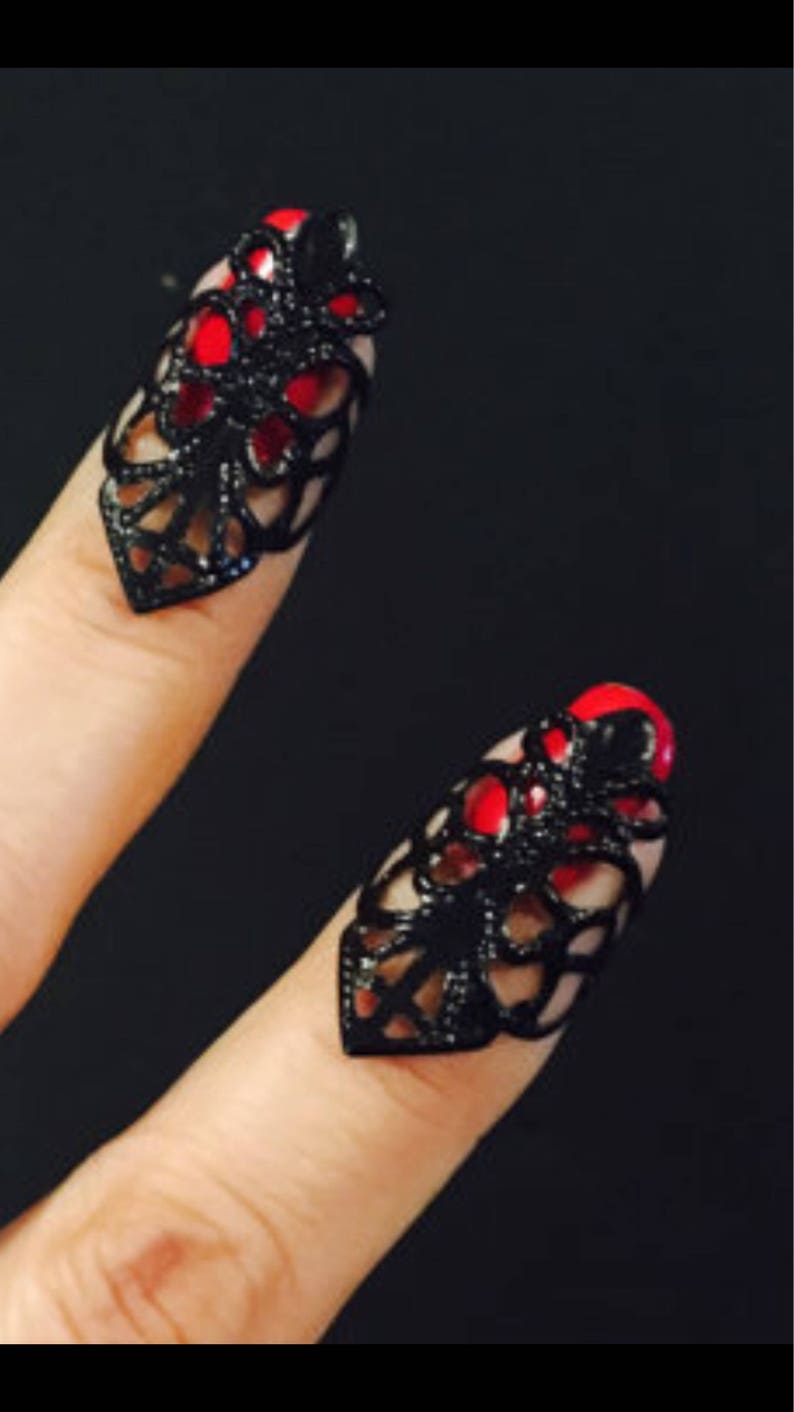 Filigree Mini Claw Rings Nail Tips or Nail Jewels Made in - Etsy