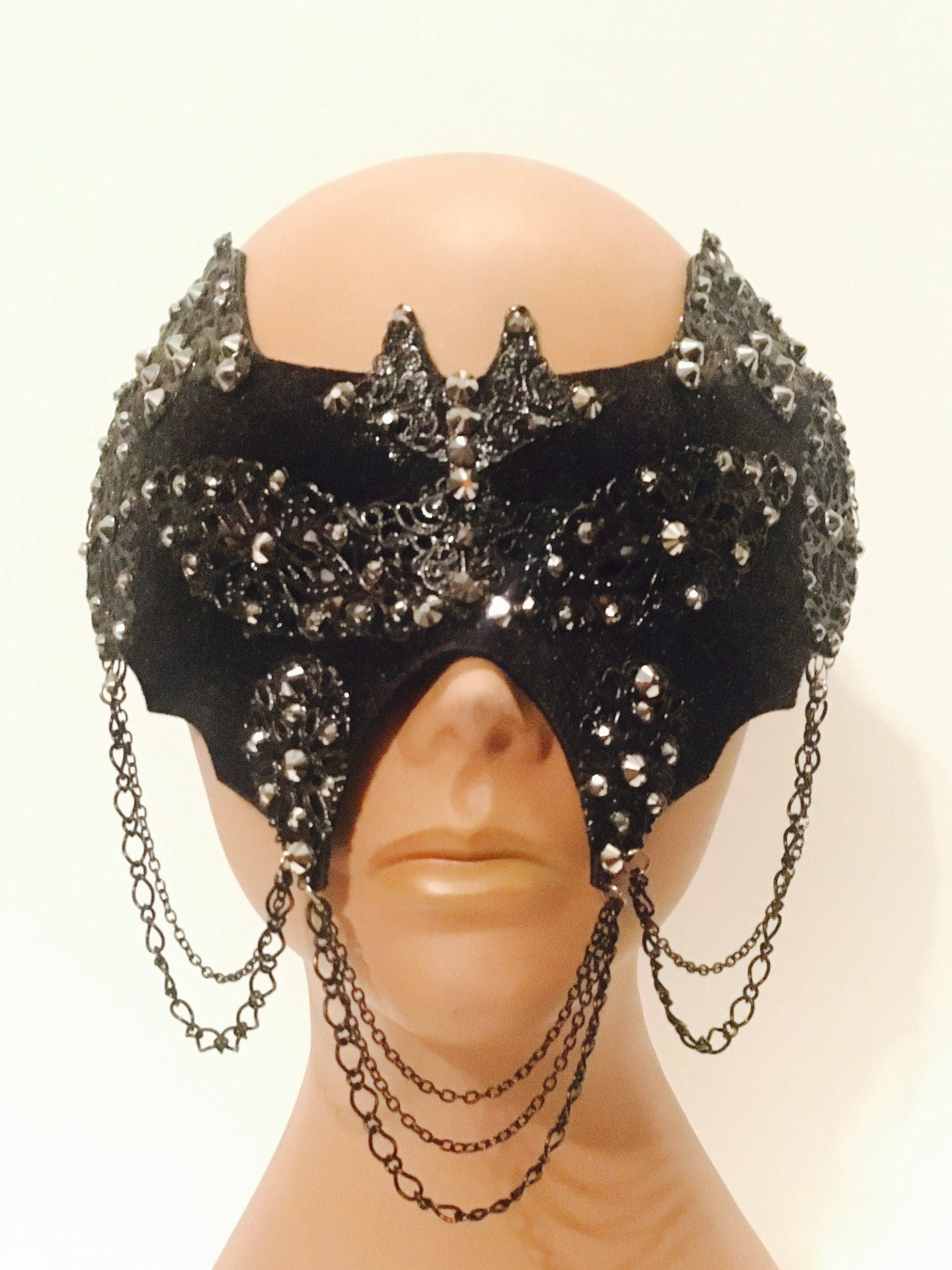 Bat Eyeless Maskcrystal Bat Maskblack Maskbat Maskblack - Etsy