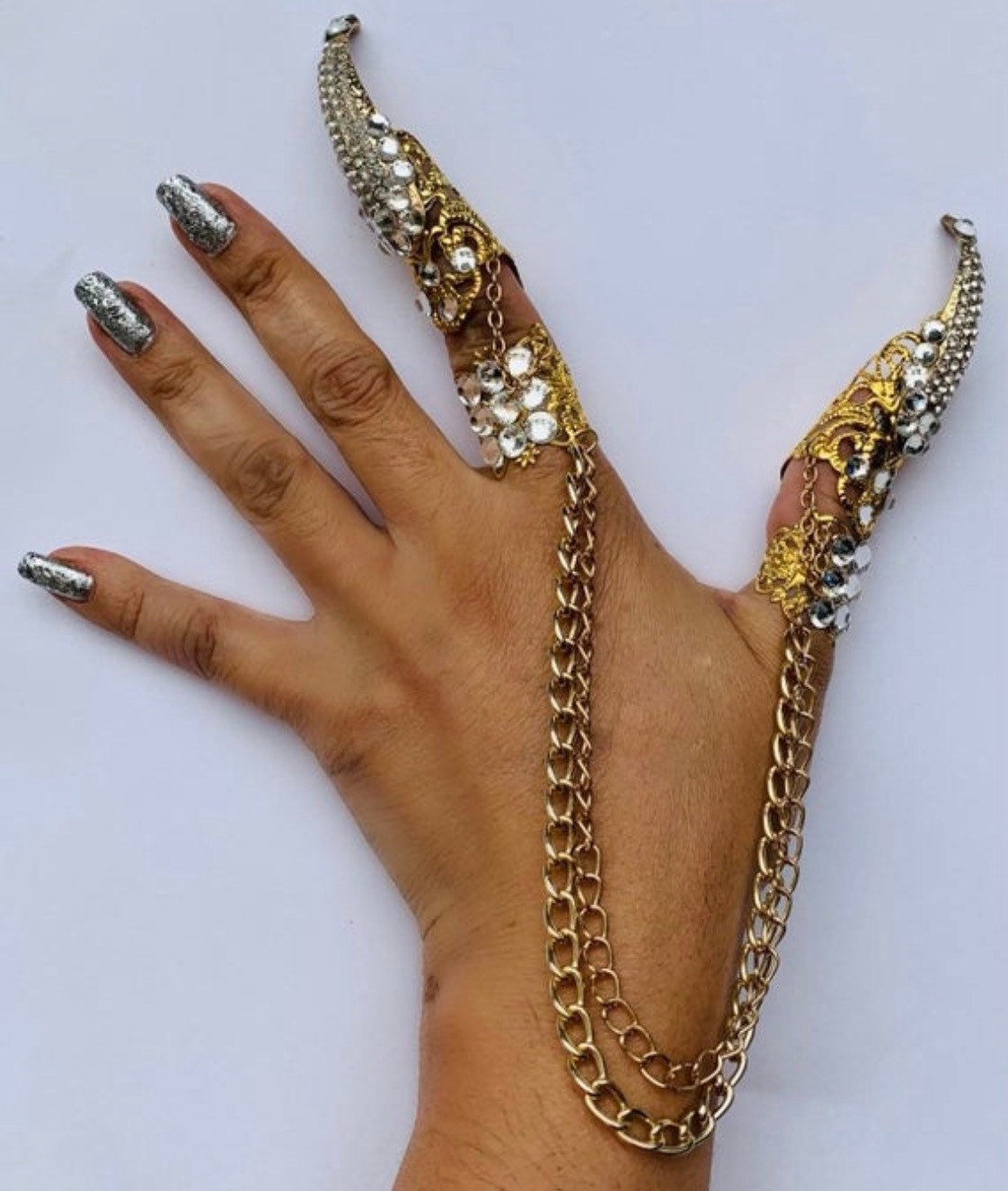 Witch Chained Claw Ringsgolden Clawsnail Tipsnail - Etsy