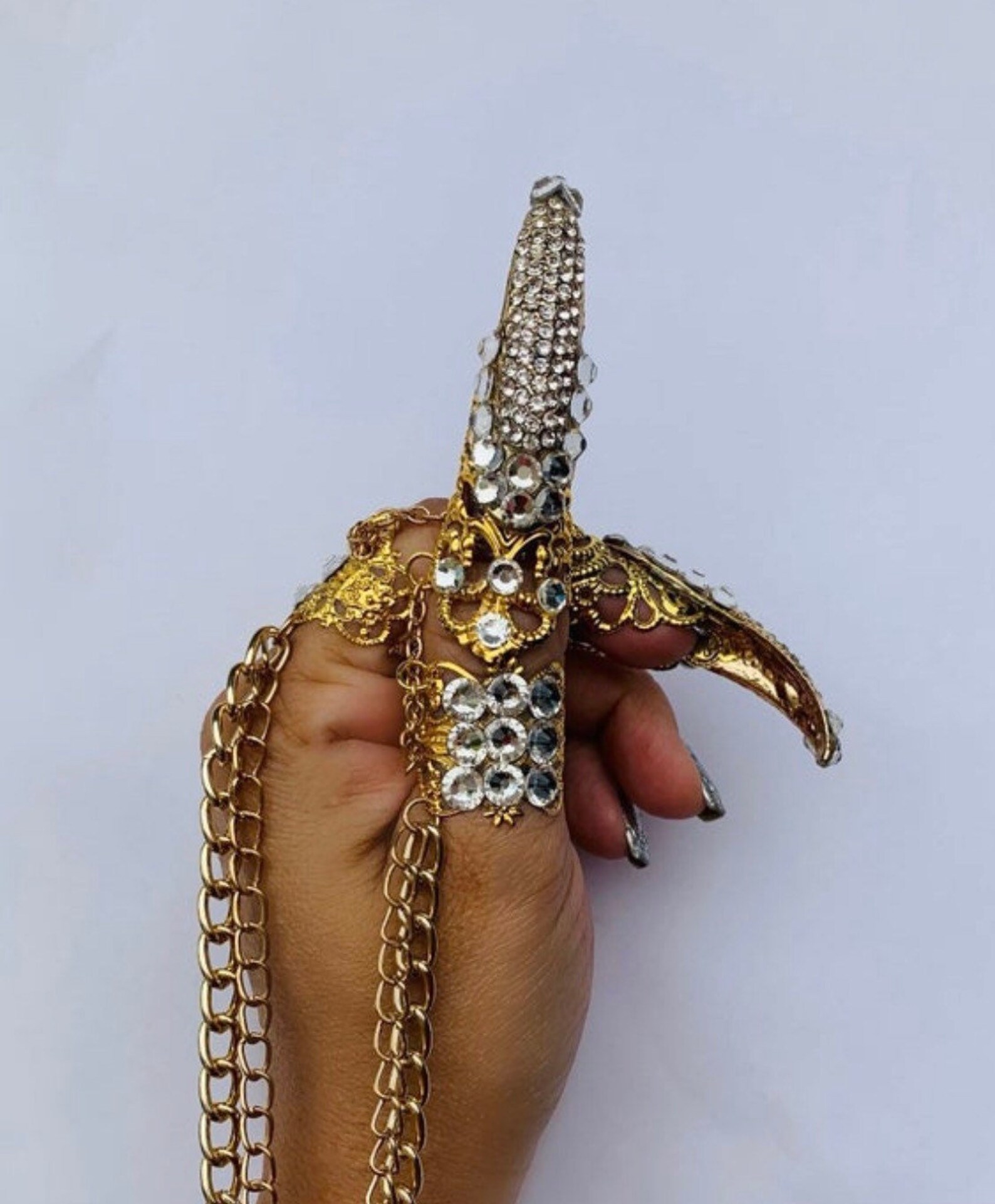 Witch Chained Claw Ringsgolden Clawsnail Tipsnail - Etsy