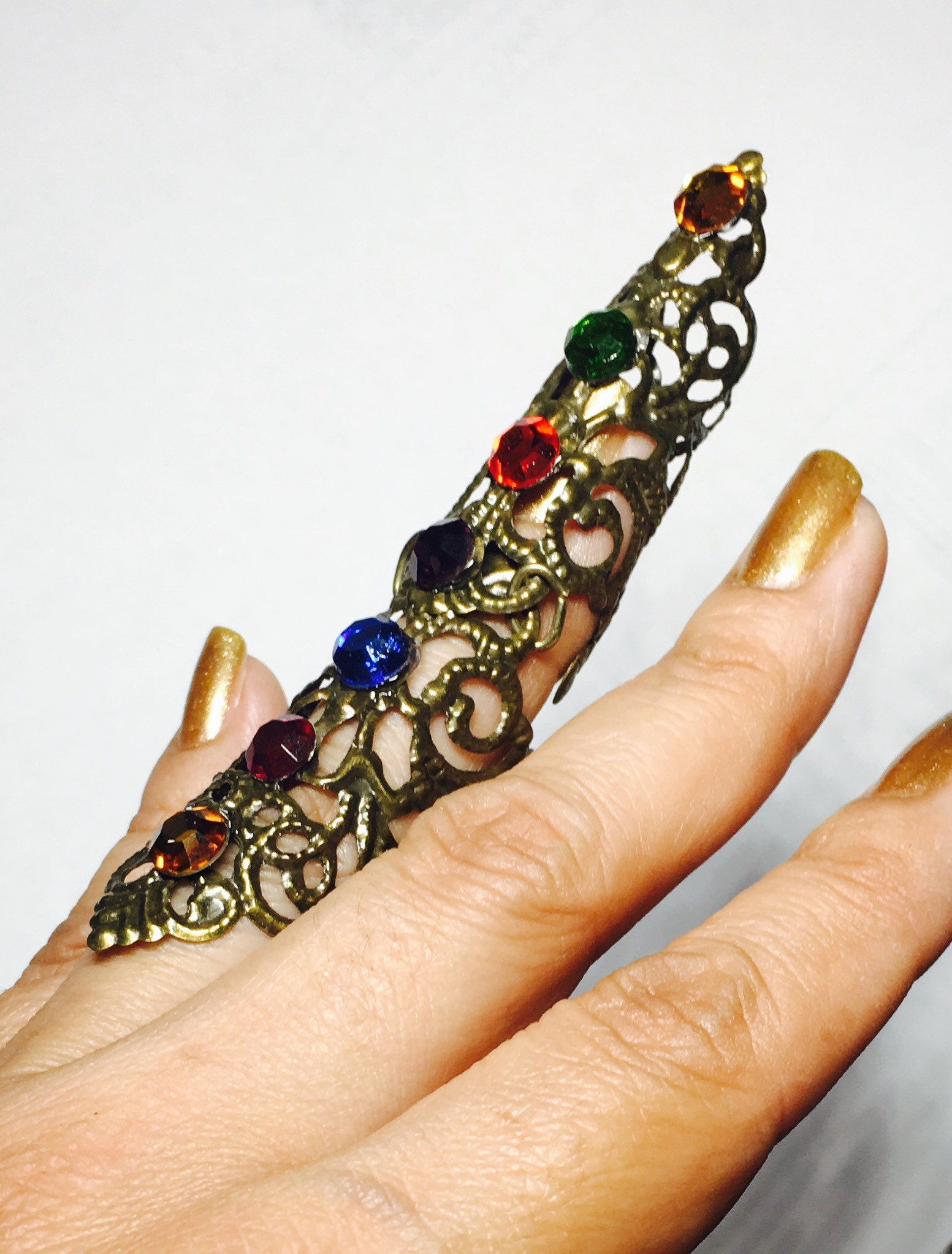 Crystal armor ringShield ringFull finger ringfull finger | Etsy