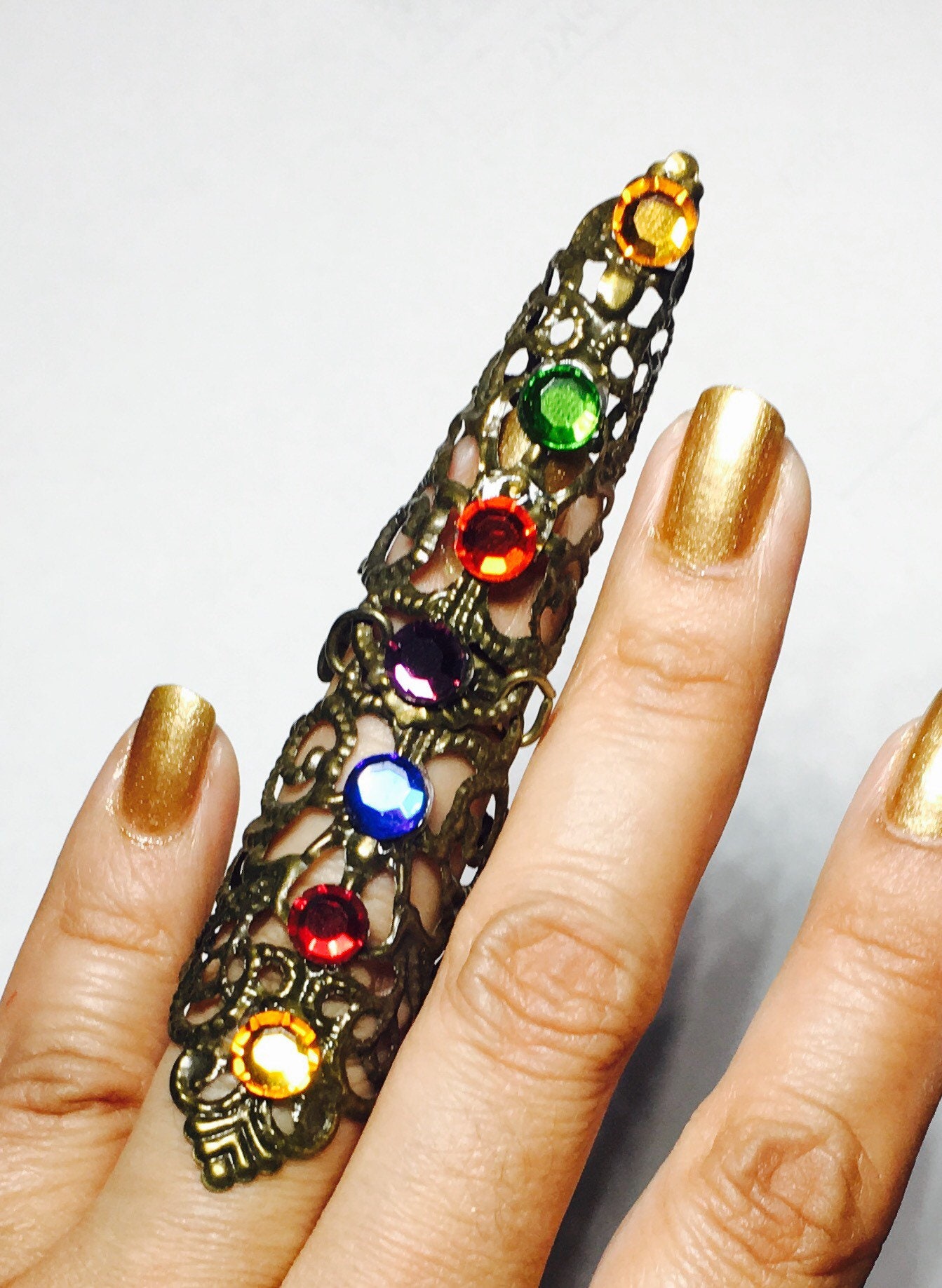 Crystal armor ringShield ringFull finger ringfull finger | Etsy