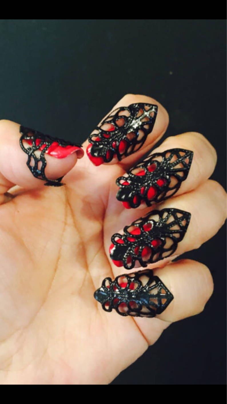Filigree Mini Claw Rings Nail Tips or Nail Jewels Made in - Etsy