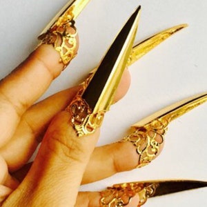 5 Pcs. Arrow Claw Rings,golden Claw Rings,gold Nail Guards, Metal Nails ...