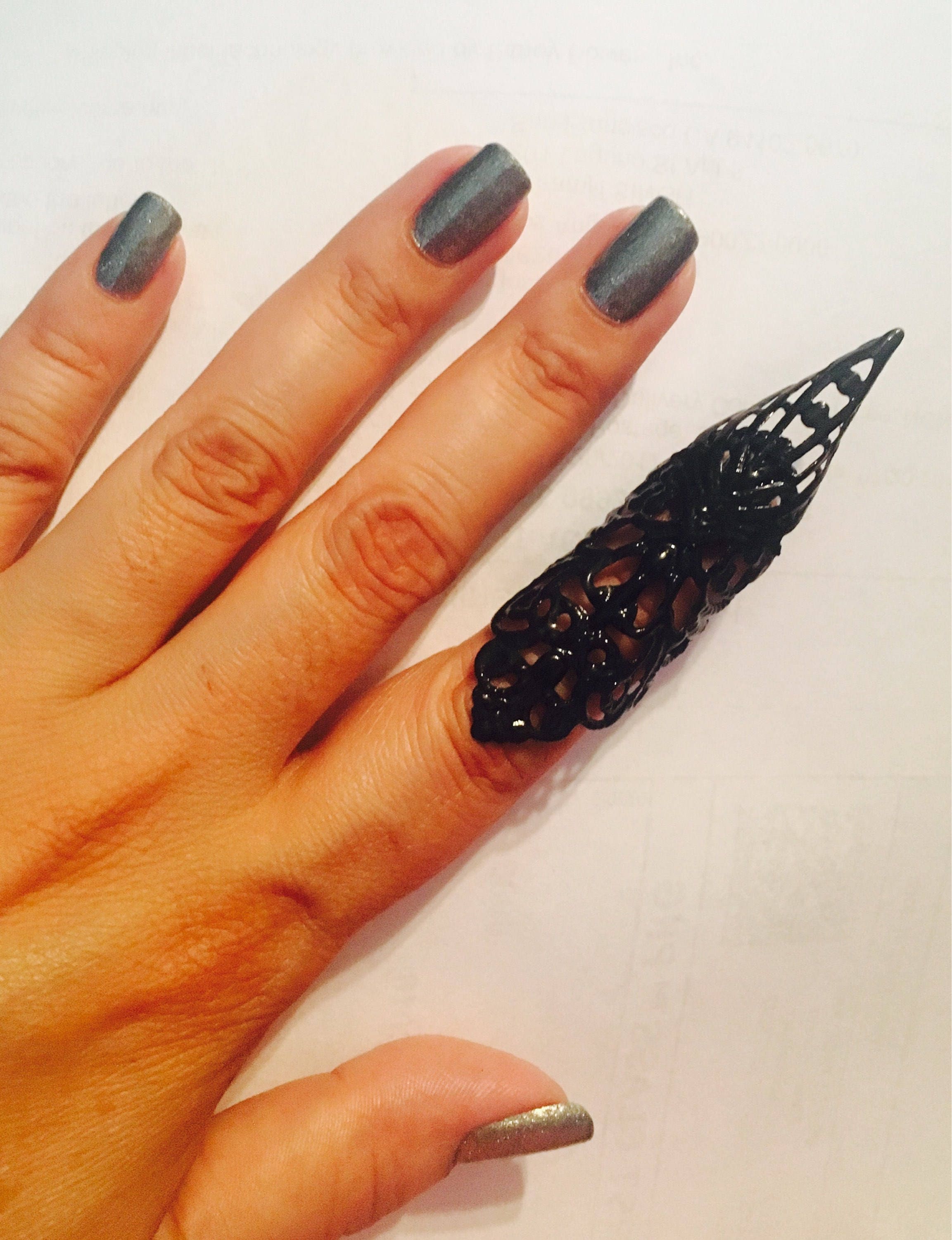 Black Iron Claw Ring,nail Guard, Nail Tip,spike Ring,finger Tip,nail ...