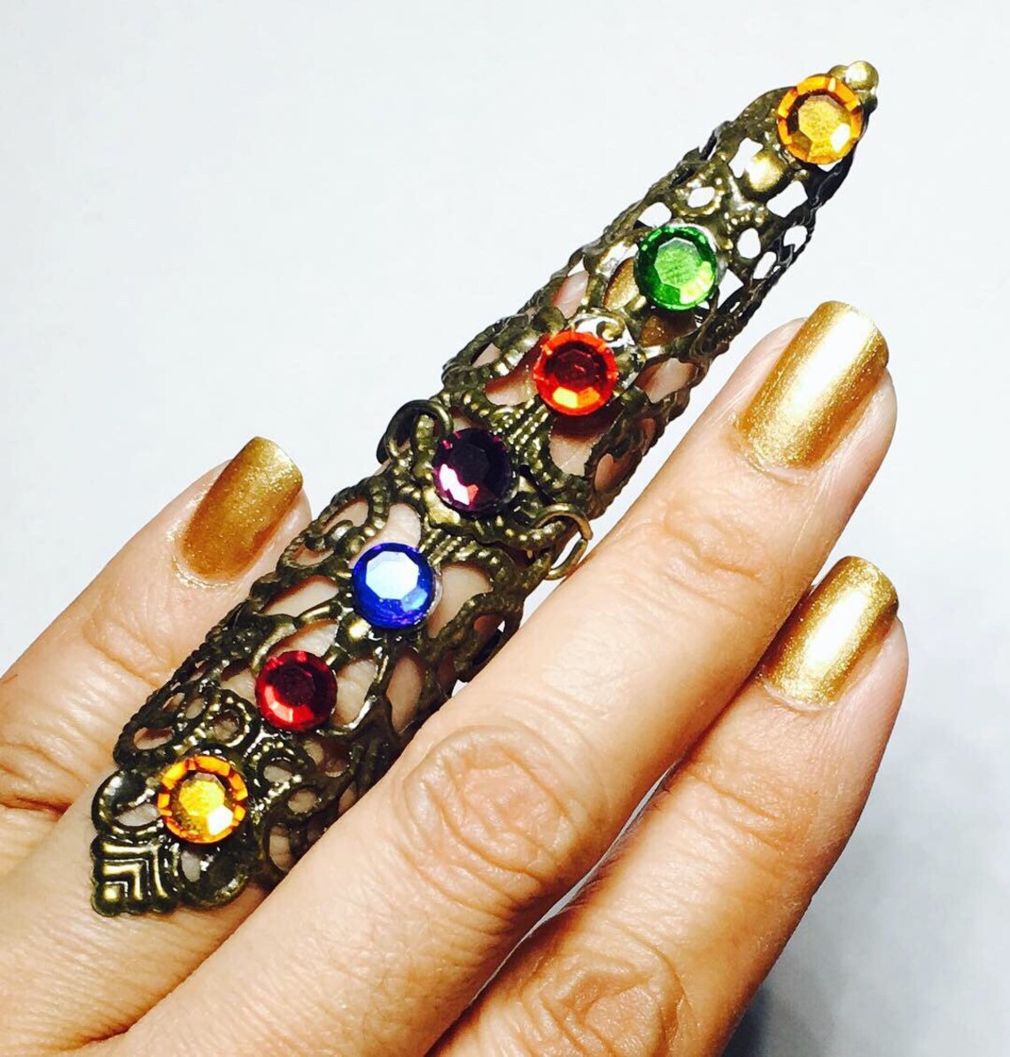 Crystal armor ringShield ringFull finger ringfull finger | Etsy