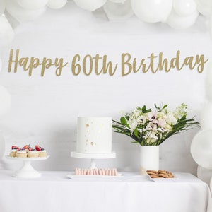 Happy 60th Birthday Banner, Cheers to 60 Years Banner, Happy 60th Decor ...