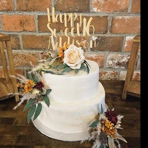 Sixteen Cake Topper, 16 Birthday Decorations, 16th Birthday Decor ...