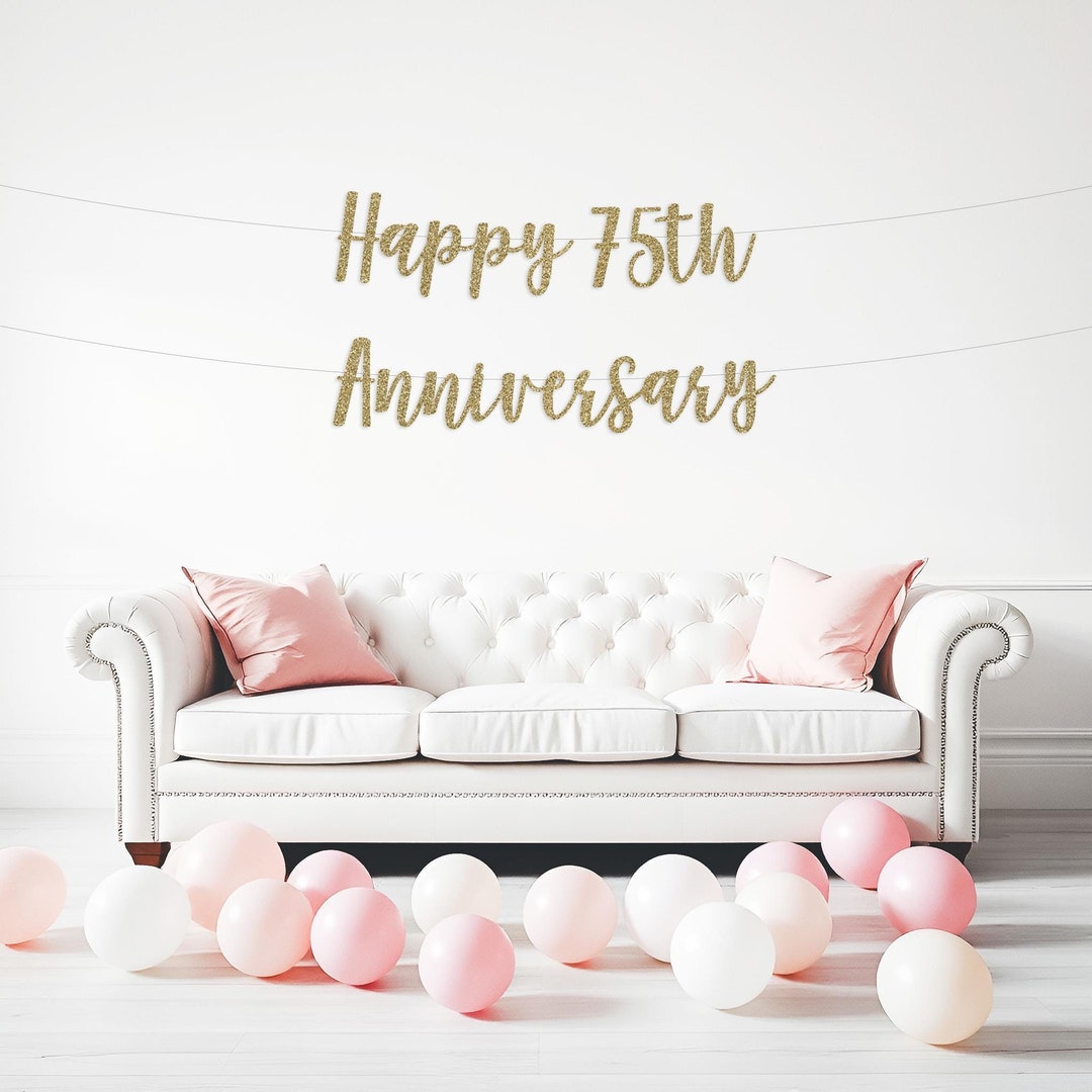 Happy 75th Anniversary Banner | 75 Years Blessed | Cheers to 75 Years L ...